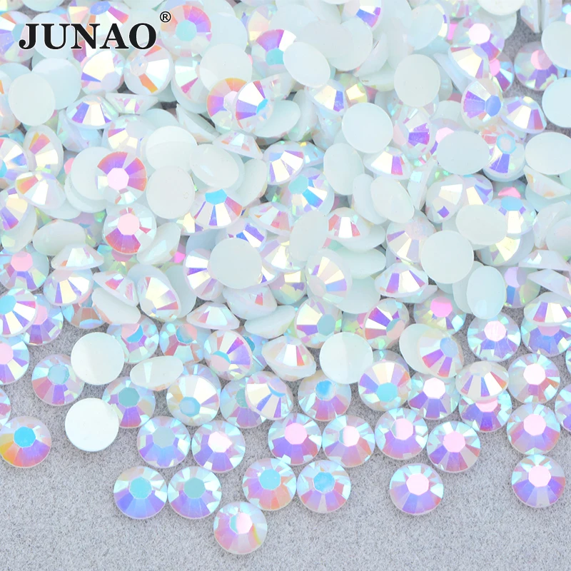 JUNAO-Wholesale-Bulk-2-3-4-5-6mm-White-AB-Resin-Strass-Rhinestones-Flat ...
