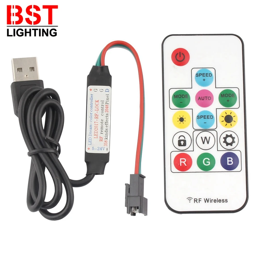 WS2812B WS2811 SK6812 LED Controller RGB Dimmer 5V RF Wireless 3Pin ...