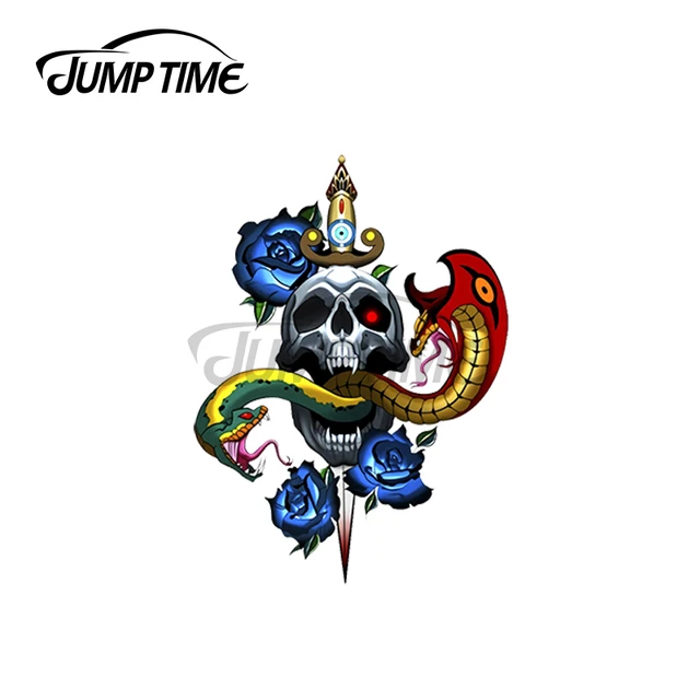 Neo Traditional Skull And Dagger Tattoo