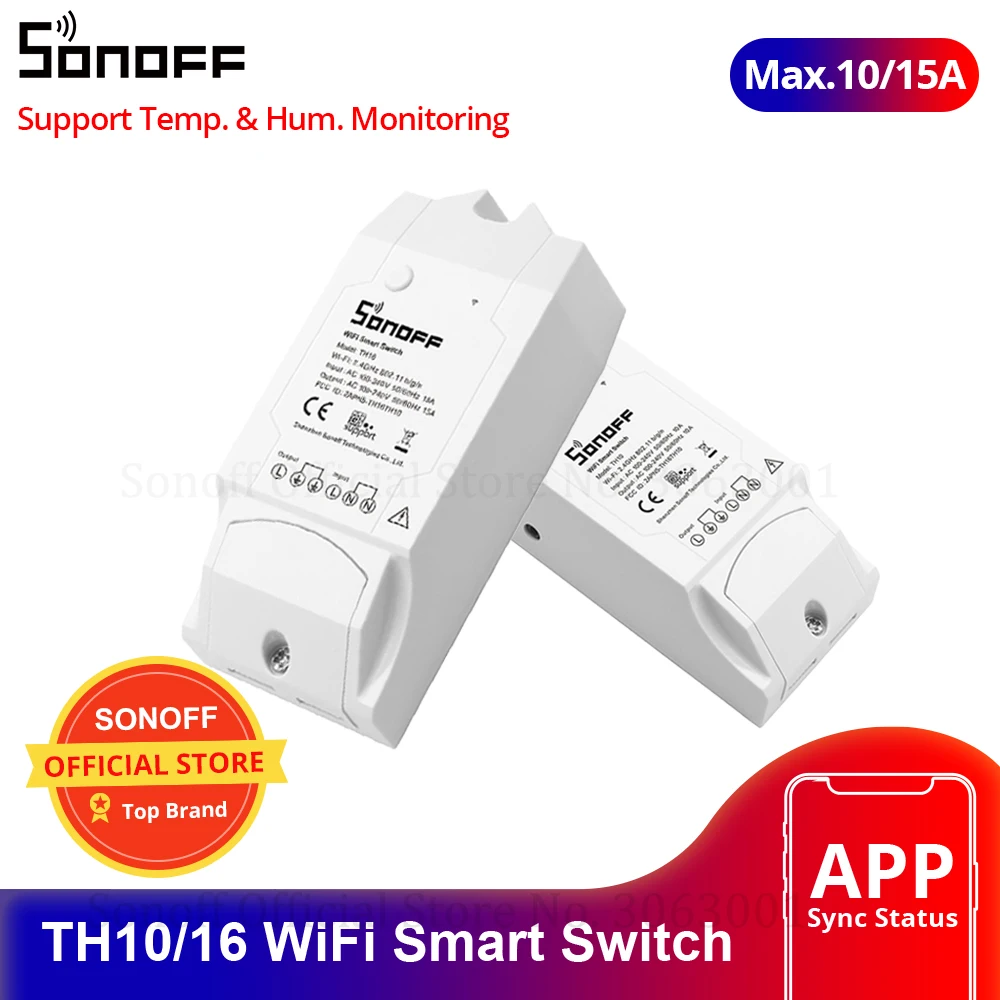 Sonoff interruptor inteligente th16, 15a, wi fi, monitor de temperatura ...