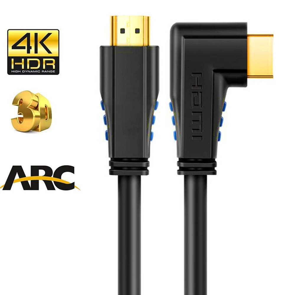 Cable HDMI 2,0 en ángulo recto, conector adaptador, ARC HDMI, 90 grados ...