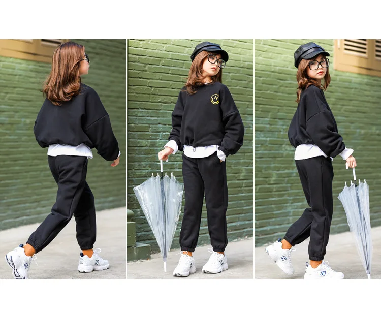 Girls Tracksuit 2021 Winter Fleece Thicken Kids Costume Children ...