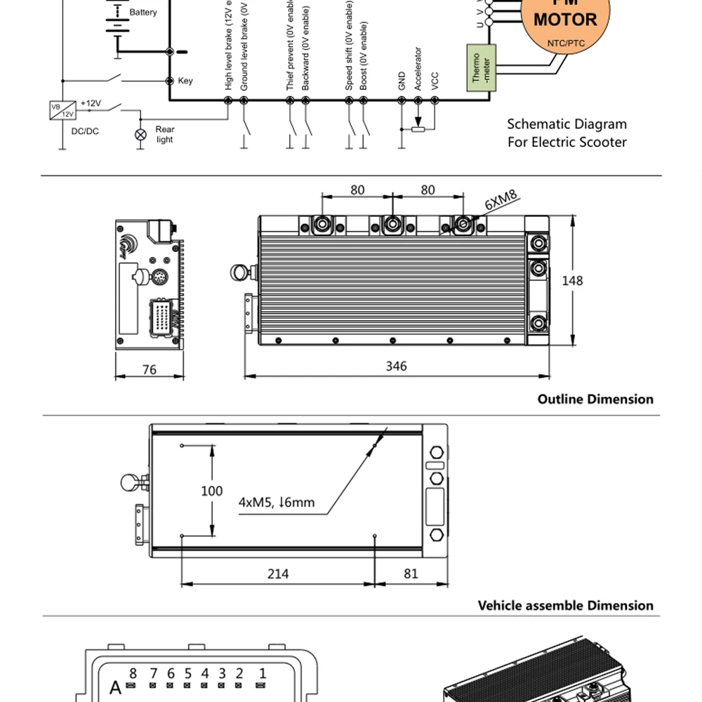 Sine Wave Controller APT Controller 96600 for E Motorcycle