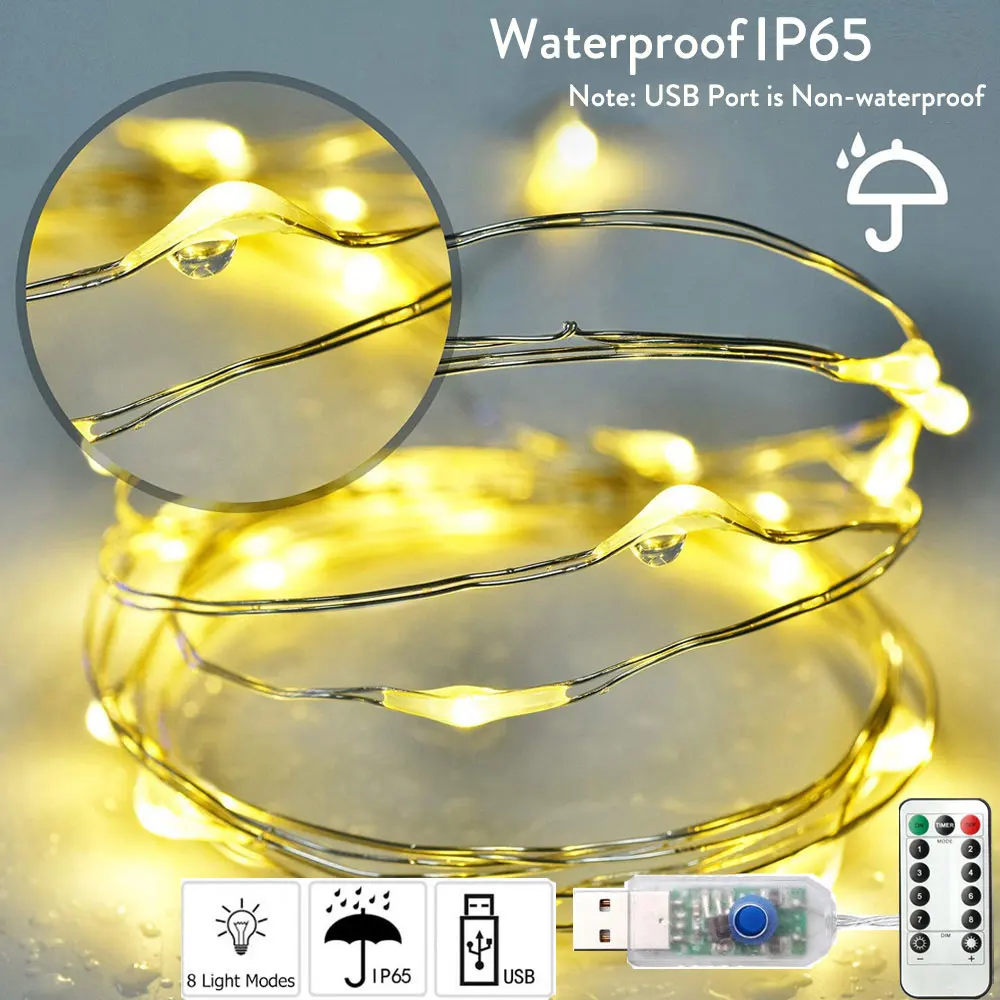 10-100-LEDs-USB-Powered-LED-String-Lights-Xmas-Decor-Lights-Dimmable ...