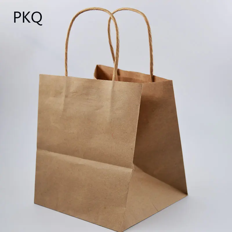 White-Kraft-Paper-Square-Bag-with-Handle-Food-Packing-Paper-Bag-Wide ...