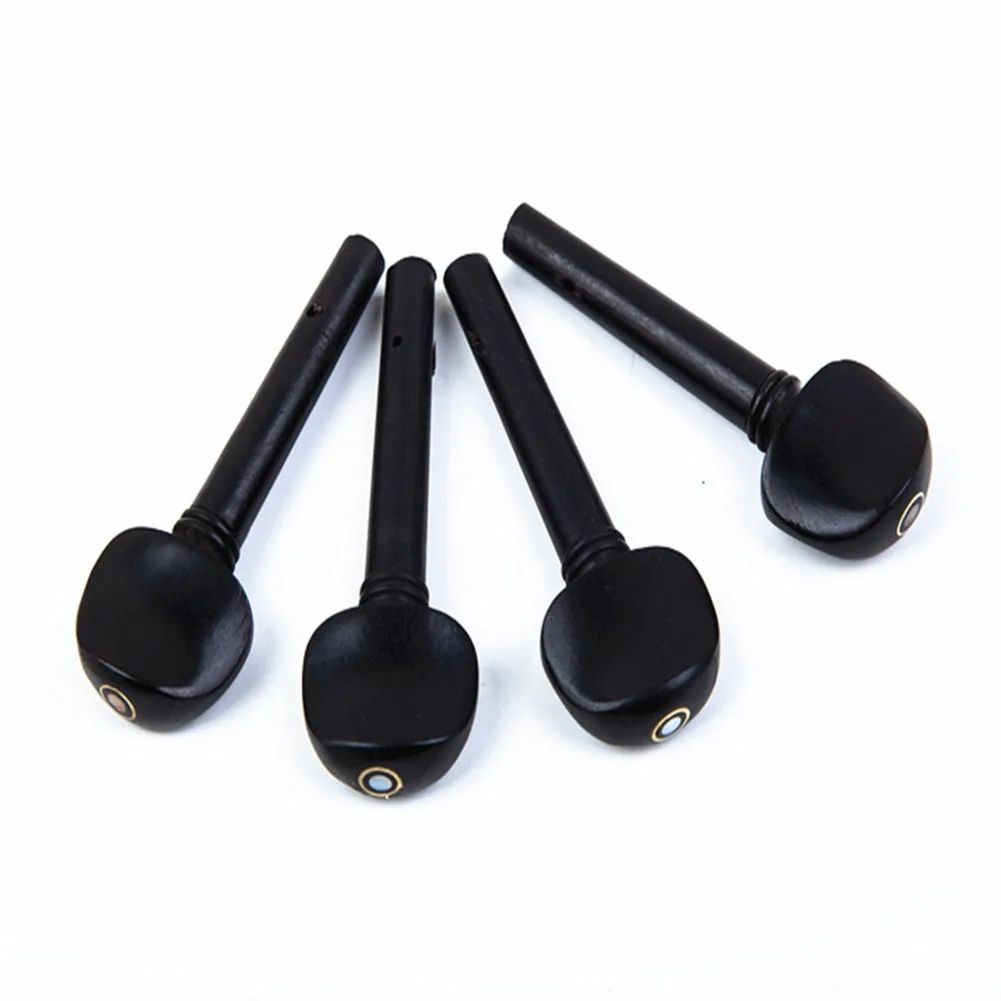 4Pcs-Ebony-Wood-Violin-Tuning-Pegs-Chin-Rest-End-Pin-Tuner-Tailpiece ...