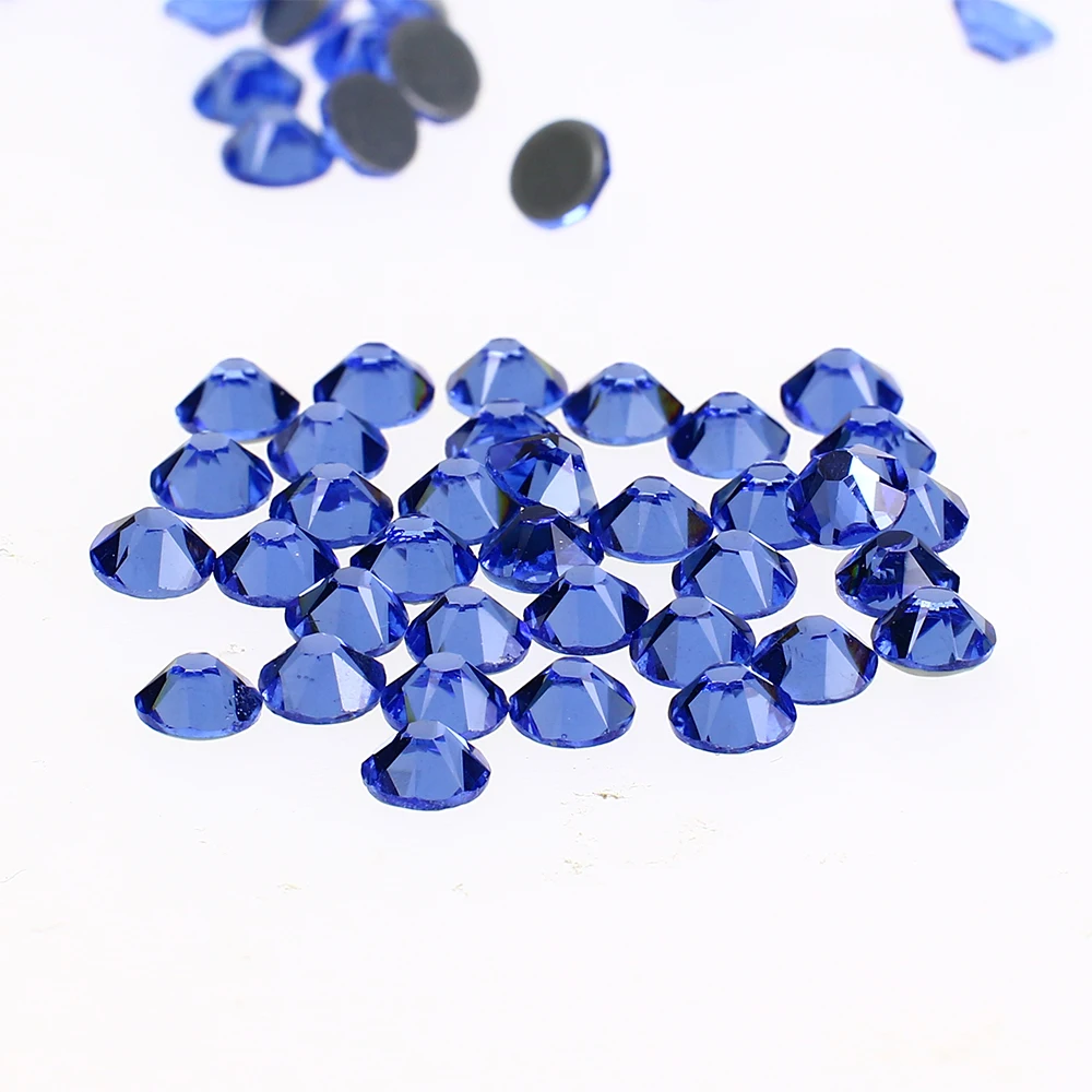 Glass Sapphire Hotfix Rhinestone Nail Art Flat Back Iron On Strass ...