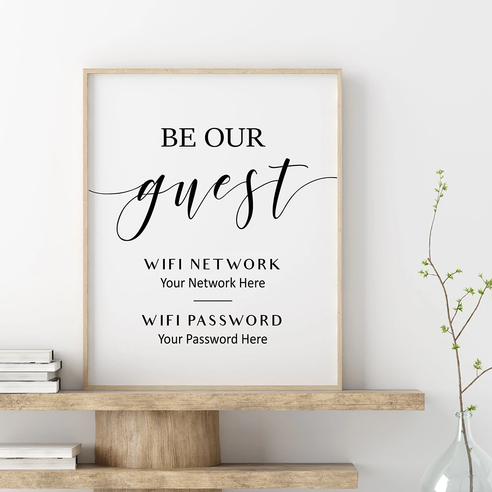 Be Our Guest Wifi Password Sign Quote Poster and Print Canvas Painting ...
