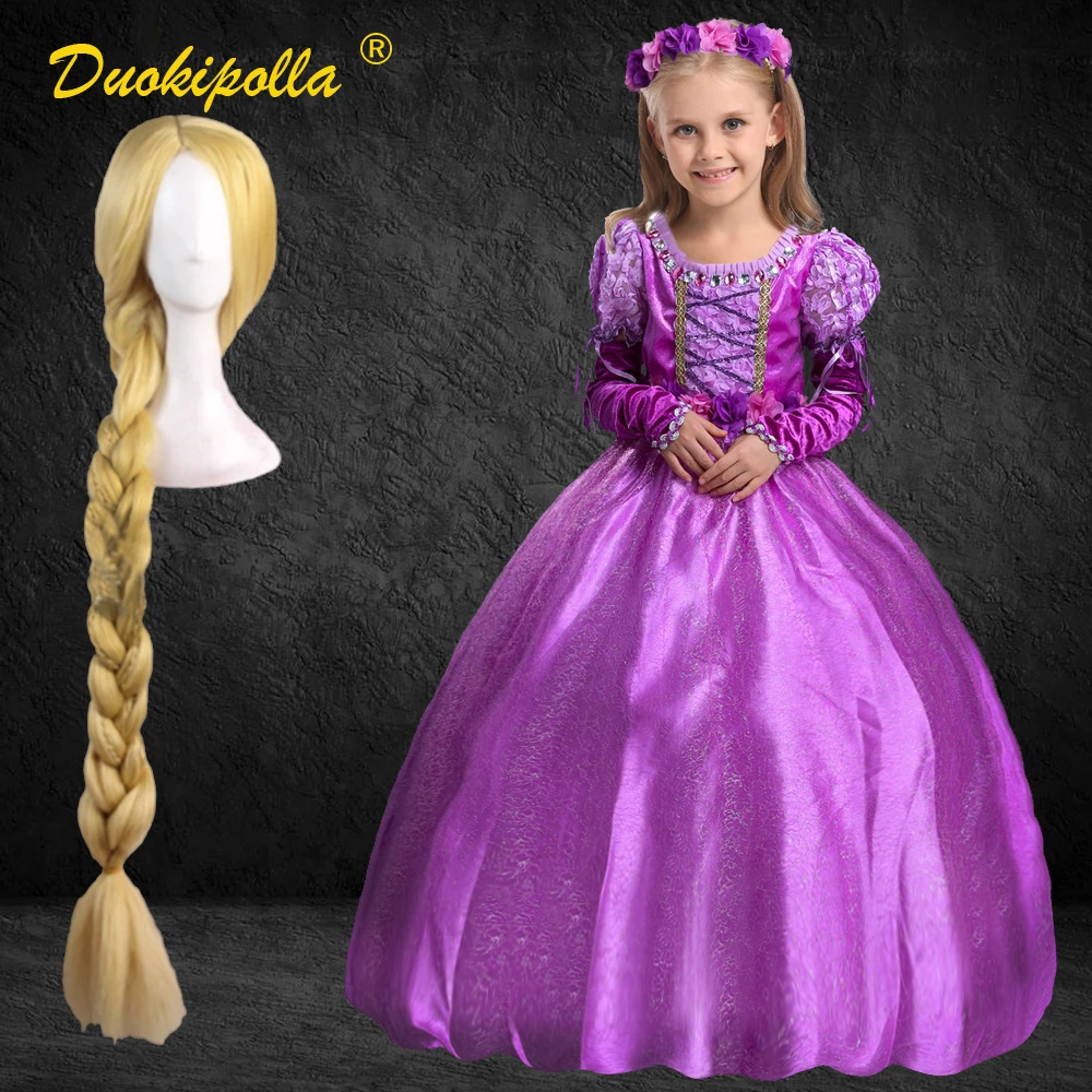 Vestido-Rapunzel-emaranhado-para-meninas-vestido-extravagante-Puff-manga-princesa-traje-de ...