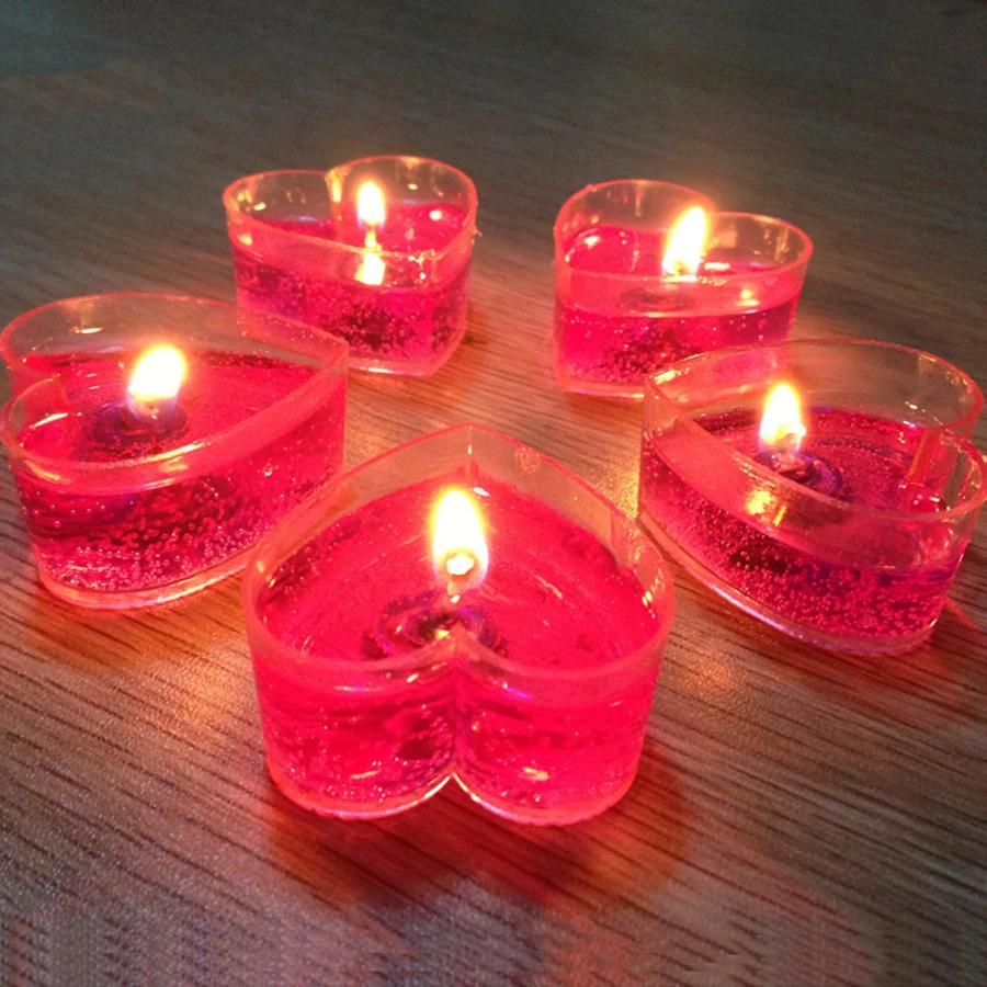 Creative Heart Shaped Candle Jelly Wax Pink Romantic Candle Gel Scented ...