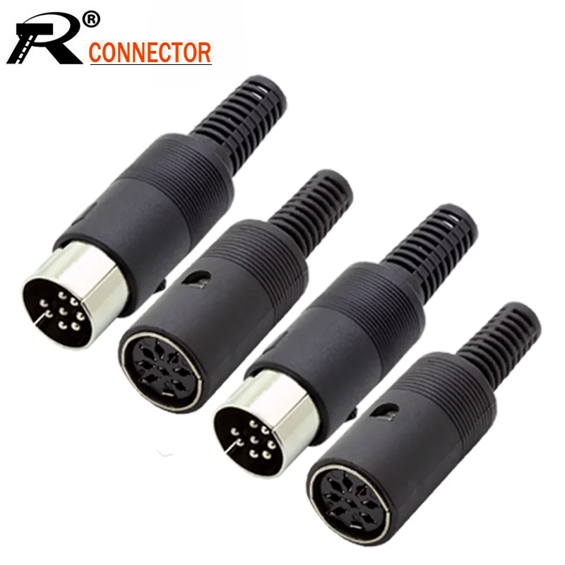 5sets/10pcs 8 Pin DIN Female Jack Socket+ Male Plug Wire Connector with ...