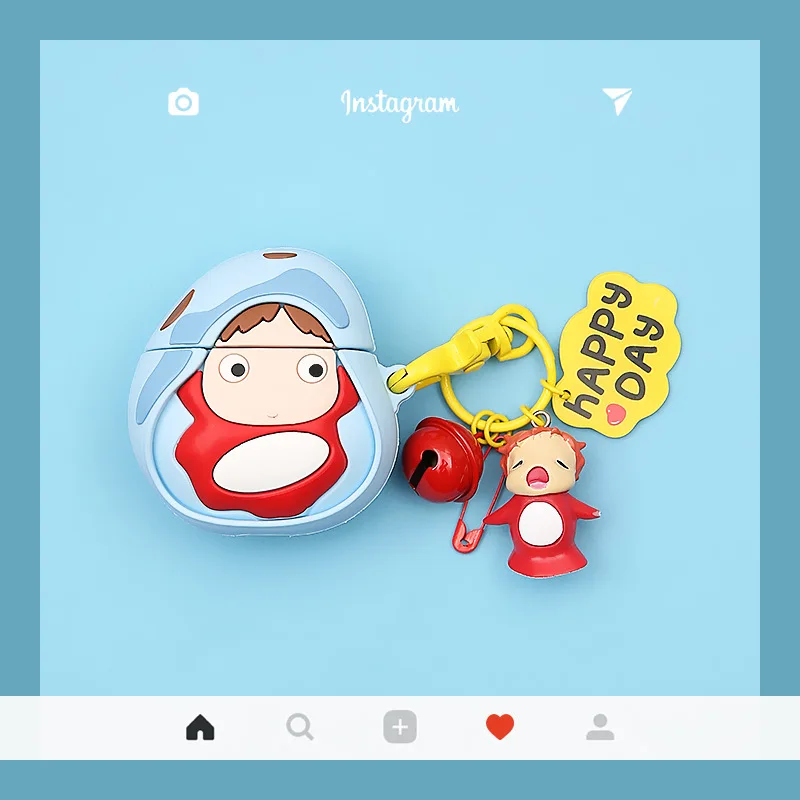 Ponyo Doll Keychain Silicone For Apple Wireless Airpods Case ...