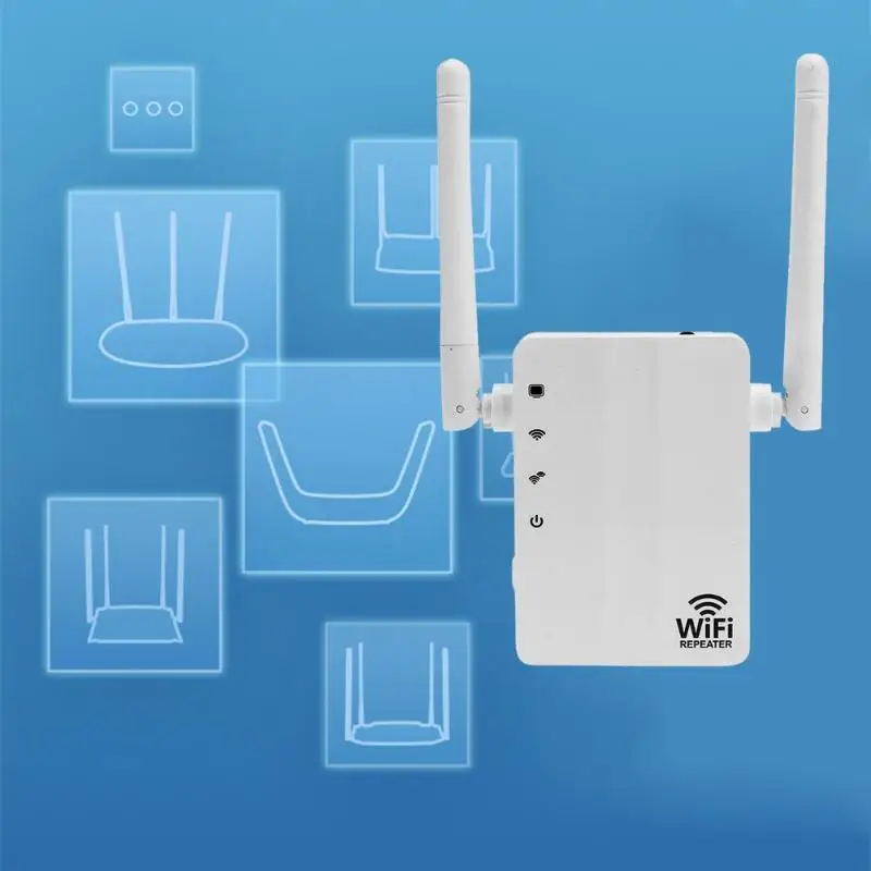 300M Wall Plug WiFi Wireless Receiver Router Repeater with External Antenna