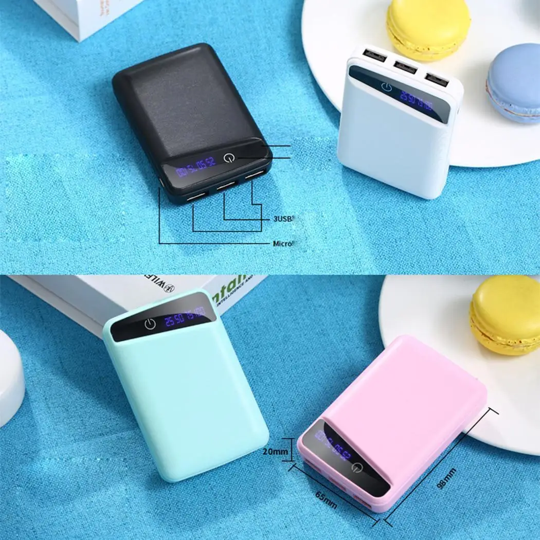 3 USB Mini Power Bank Mobile Phone 10000mAh Portable Charger External ...