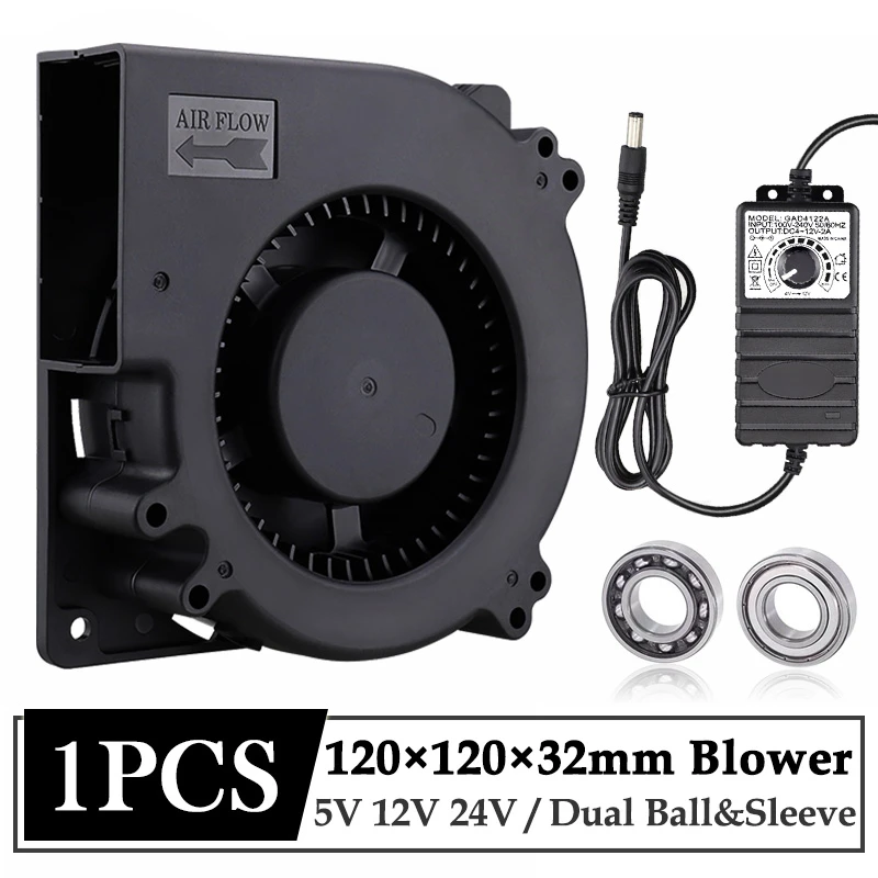 1pcs Gdstime Dc 5v 12v 24v 48v Radial Fan 120x120x32mm 120mm Dual Ball ...