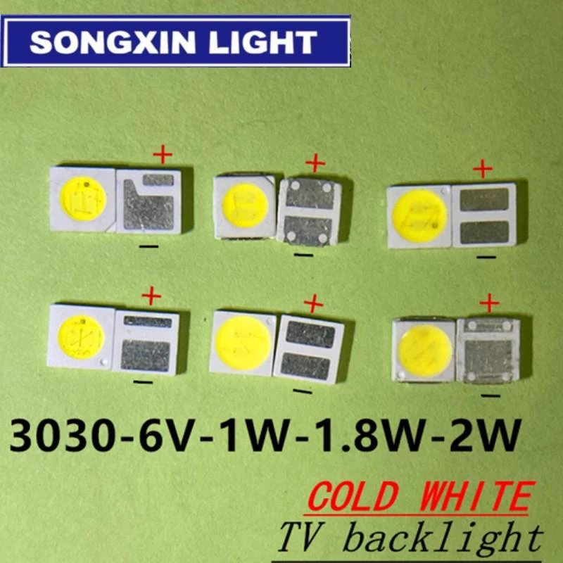 100pcs 백라이트 3030 백라이트 높은 전원 LED 더블 칩 1w 1.5W 2w 3V 3.6V 6v lextar JUFEI AOT 쿨 화이트 PT30A66 TV|led ...