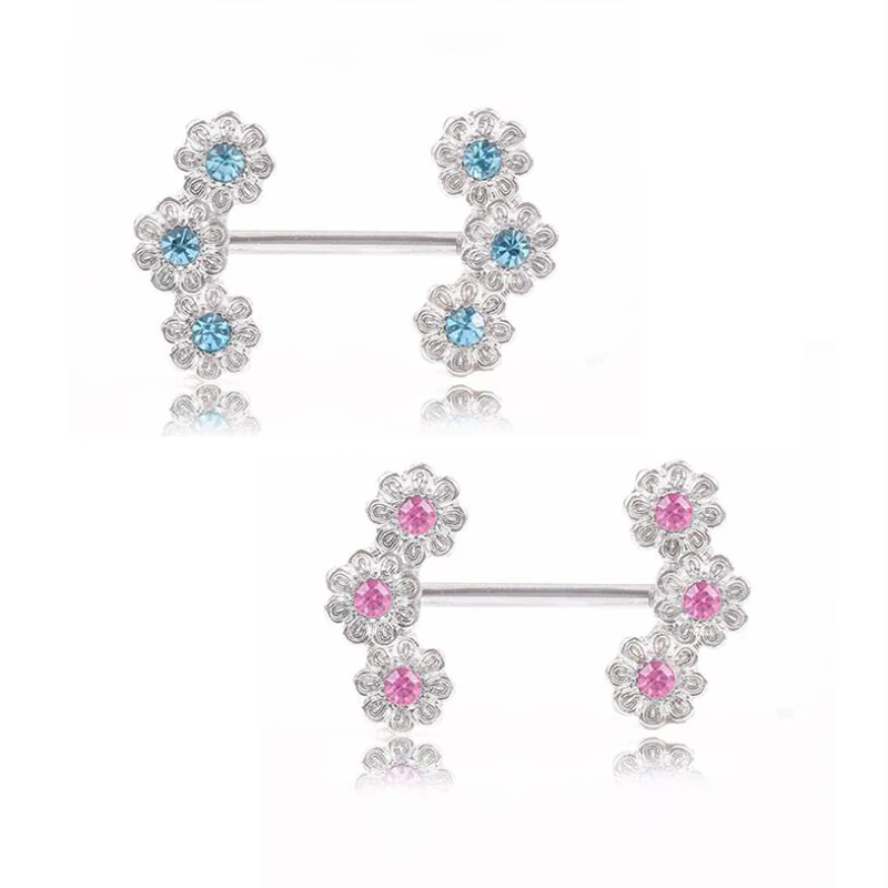 2Pcs-set-Colorful-Sexy-Clear-Crystal-Flower-Nipple-Piercing-Shields ...