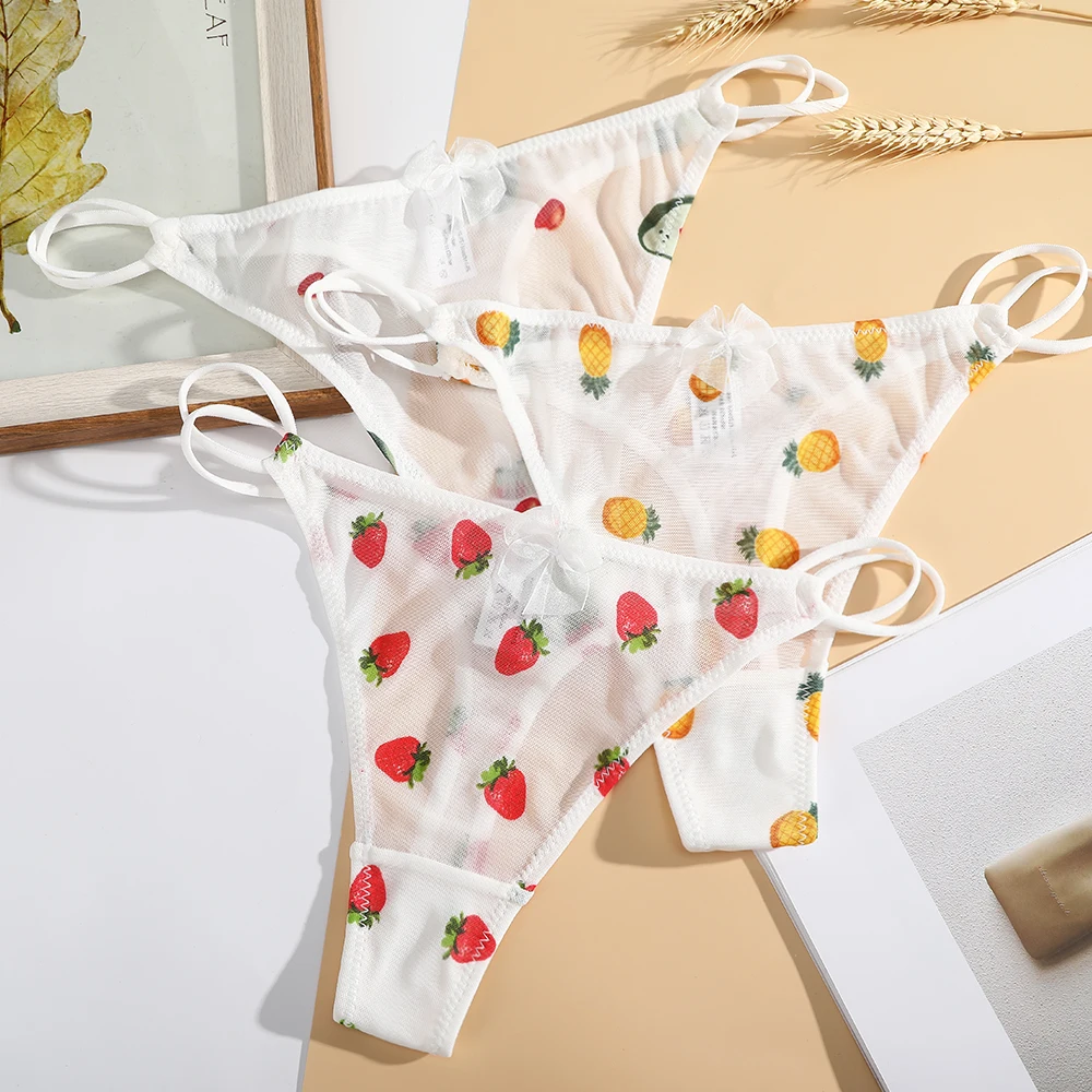 Tanga De Banda Fina Con Estampado Blanco Para Mujer Ropa Interior Sexy