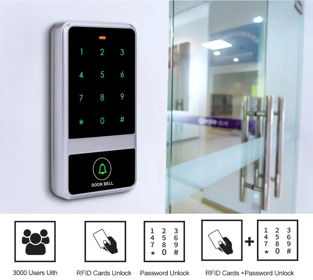 Metal RFID Access Controller Keypad Touch Keyboard Wiegand 26/34 Bits ...