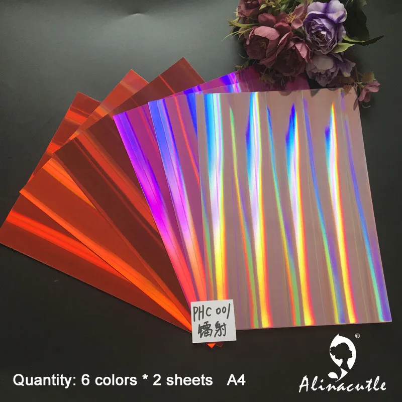 6 colors x 2sheet Cardstock Paper Card Stock Colours Shades Holographic ...