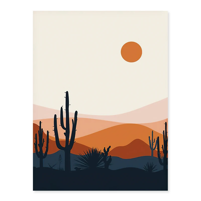 Sun Moon Desert Landscape Poster Canvas