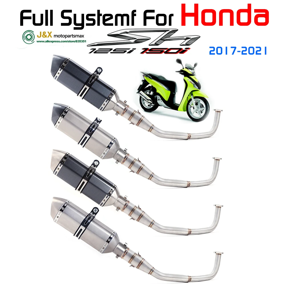 Sh125 Motorcycle Exhaust Full System Modified Front Middle Link Pipe ...
