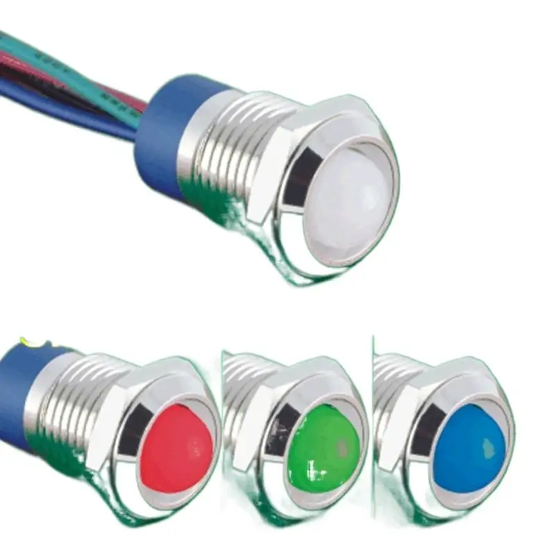 domed head 12MM metal Stainless steel sealed RGB three color led ...