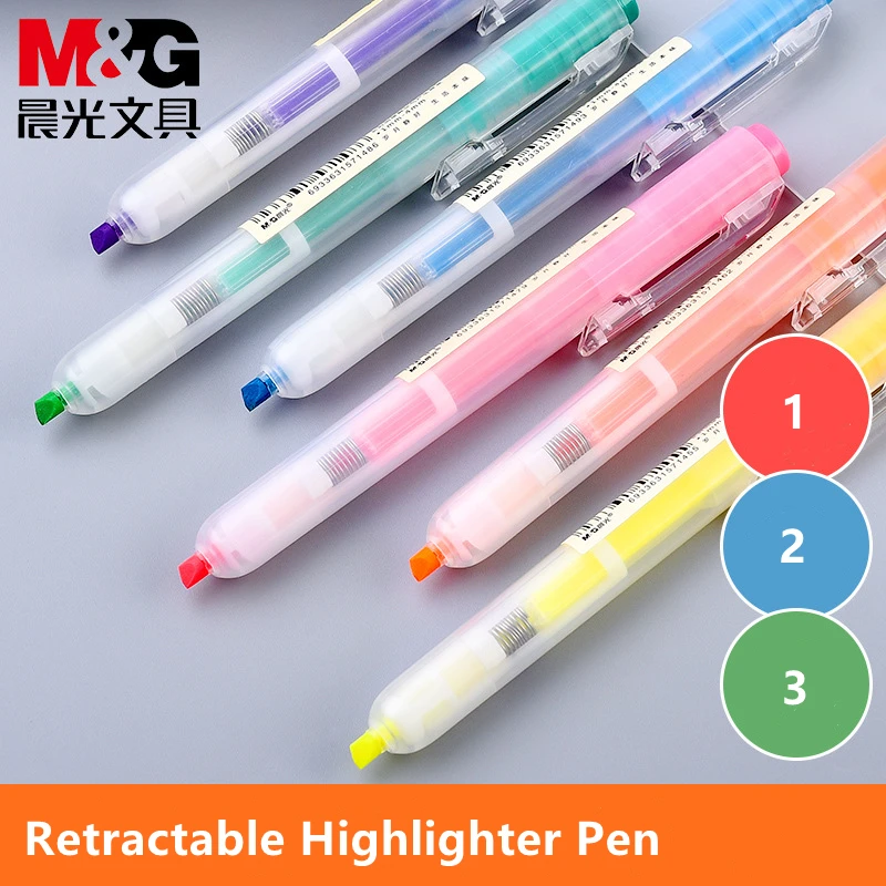 3 PCS Retractable Highlighters Marker Pen 6 Colors Stationery ...
