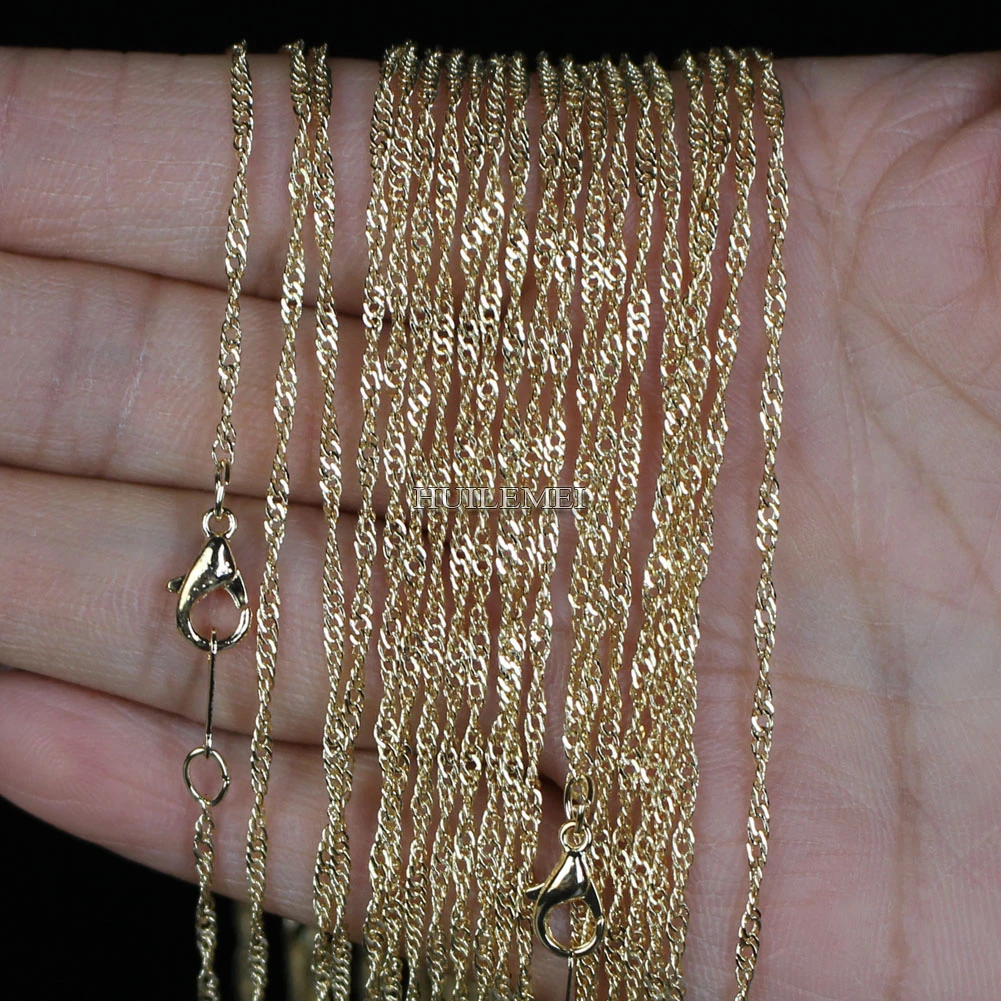 Wholesale Lots 10pcs/lot 2mm Kc Gold Color Water Wave Chain Necklaces ...