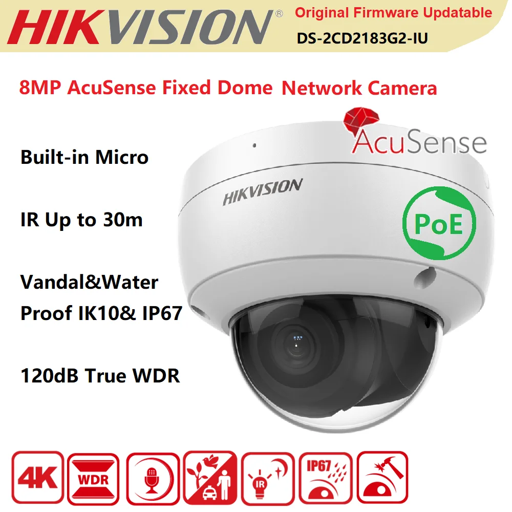 Hikvision IP Camera Original DS-2CD2183G2-IU 4K/8MP Built-in Micro ...
