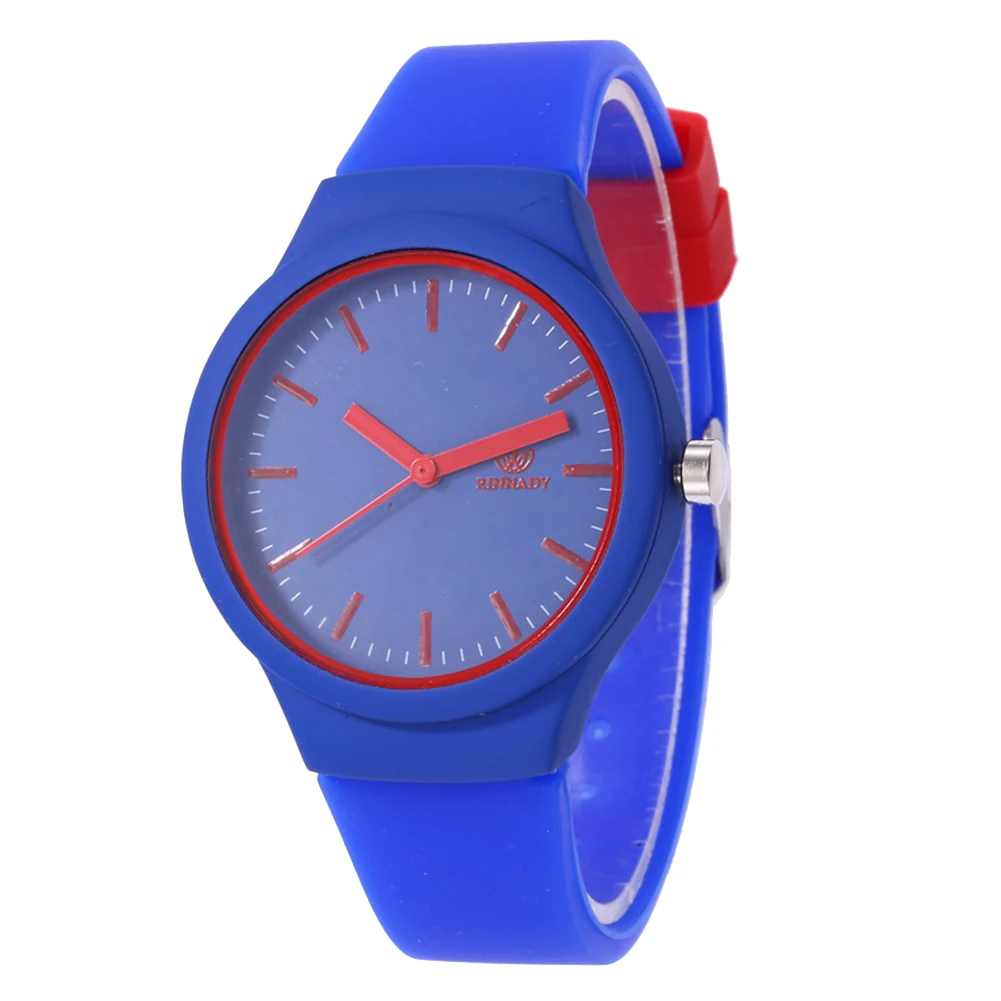Casual Women Candy Color Silicone Band No Number Round Dial Quartz ...