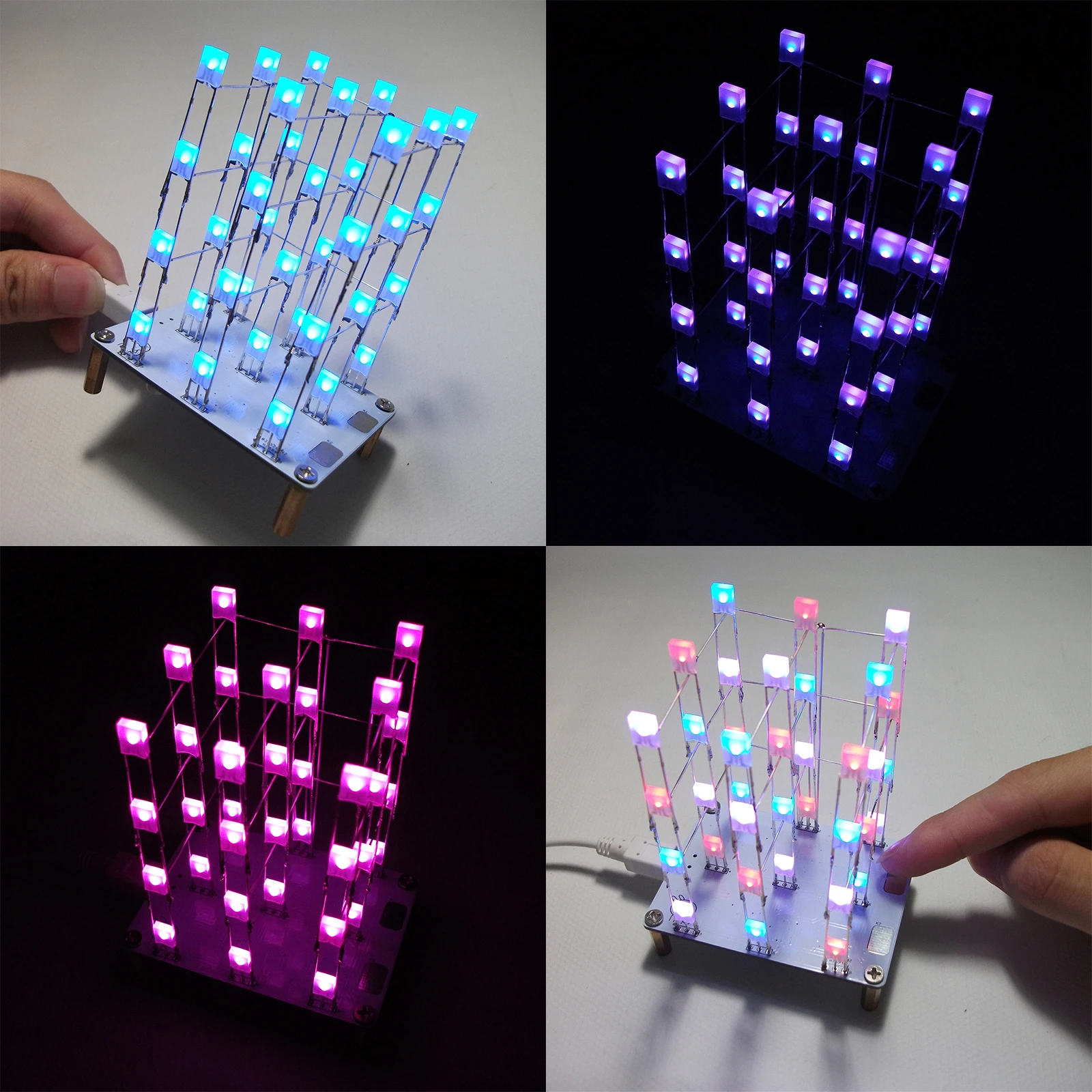 DIY Electronic Kit Touch Control colorful Cube 3x3x4 Multicolour LED ...