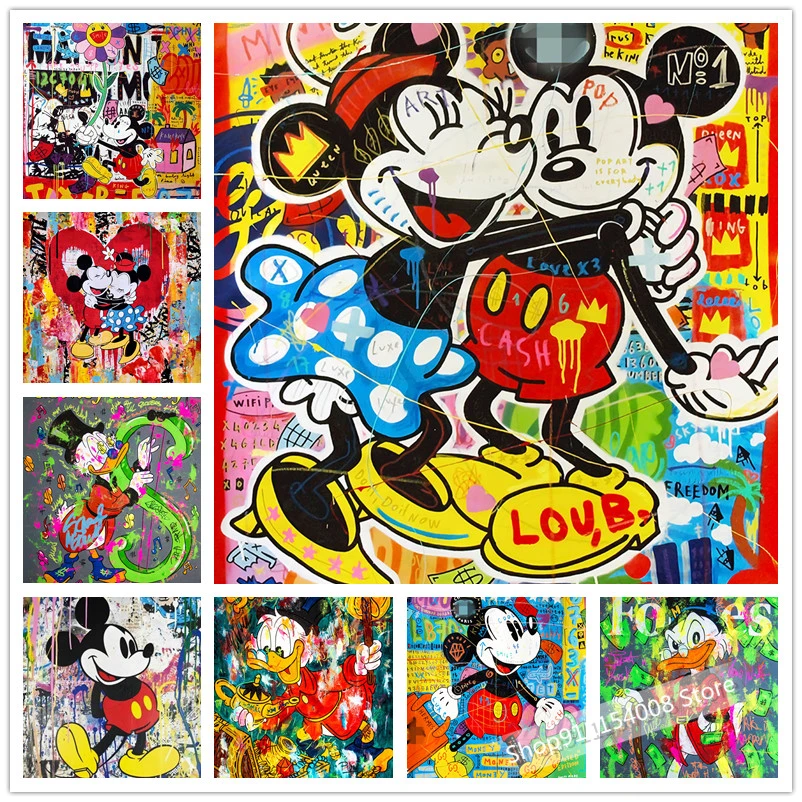 Disney pintura de diamante 5D DIY, dibujo de Pato Donald, Mickey Mouse ...