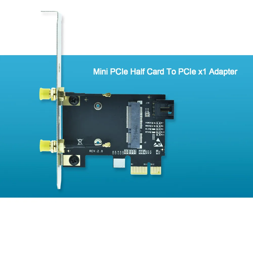 Hmpea Half Mini Pcie Wifi Card To Pcie X1 Adapter Mini Pci-e To Pci-e ...