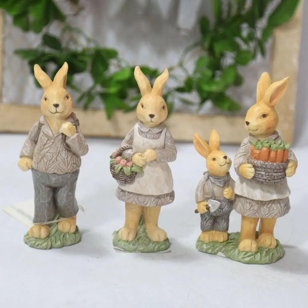 Easter Decor Figurines Rabbit | Resin Easter Bunny Figurines - Resin ...