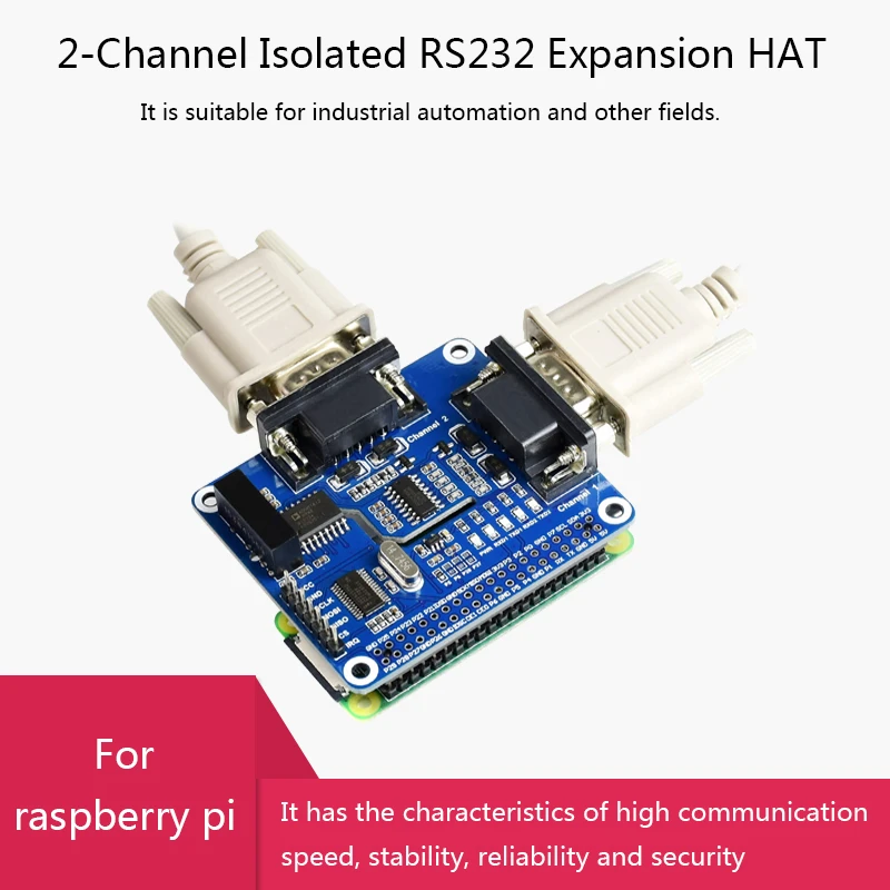 2 Channel Isolated RS232 Expansion HAT for Raspberry Pi 4/3/2/ZERO WH ...