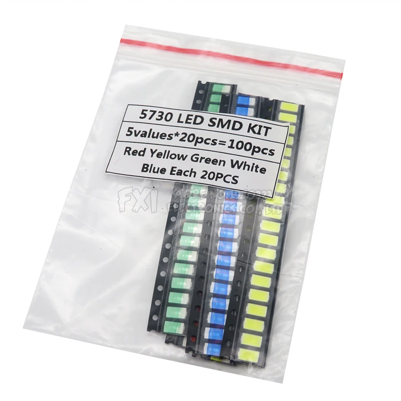 100pcs = 5 Colors X 20pcs Smd 5730 5630 Led Diode Assortment Igmopnrq ...
