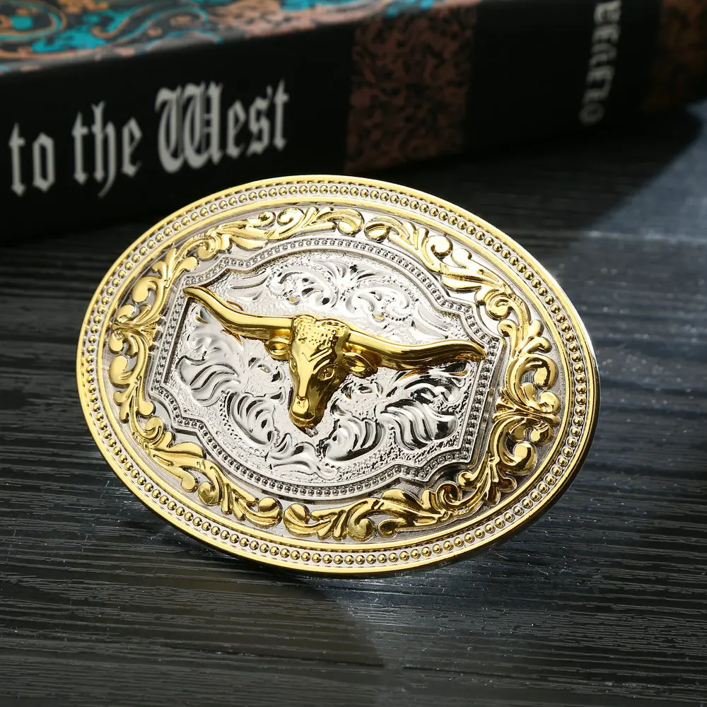 20 years new western belt buckle retro pattern white + Gold Texas ...
