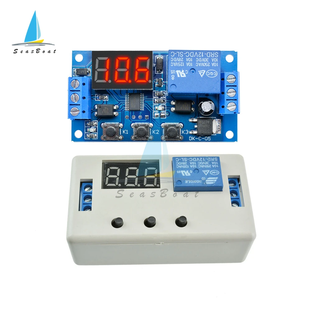 DC 12V LED Digital Time Delay Relay Trigger Cycle Timer Delay Switch Circuit Board Adjustable ...