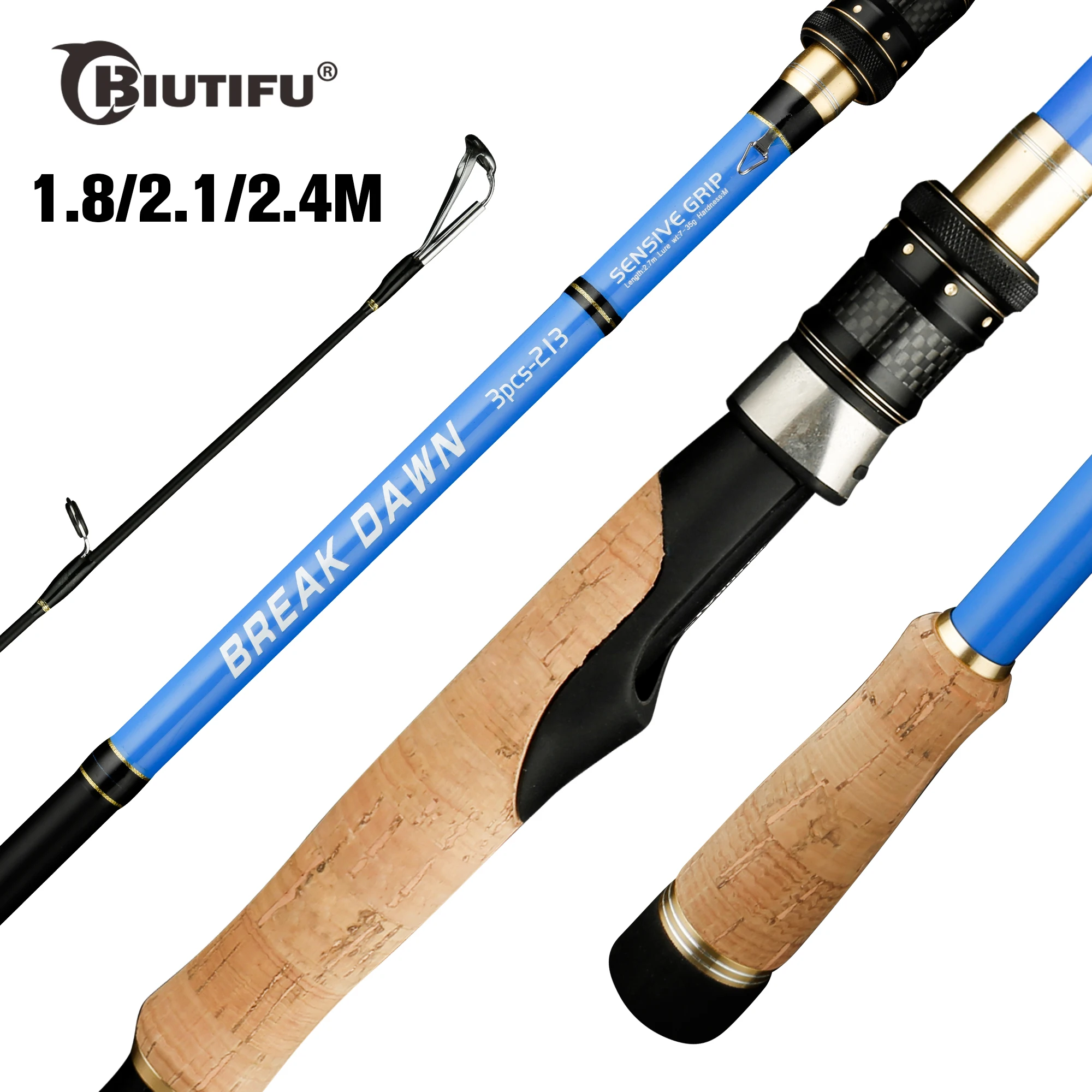 Biutifu Break Dawn Casting Spinning Fishing Rods 1.8/2.1/2.4m 30t Carbon 3sections Lure 4-28g ...
