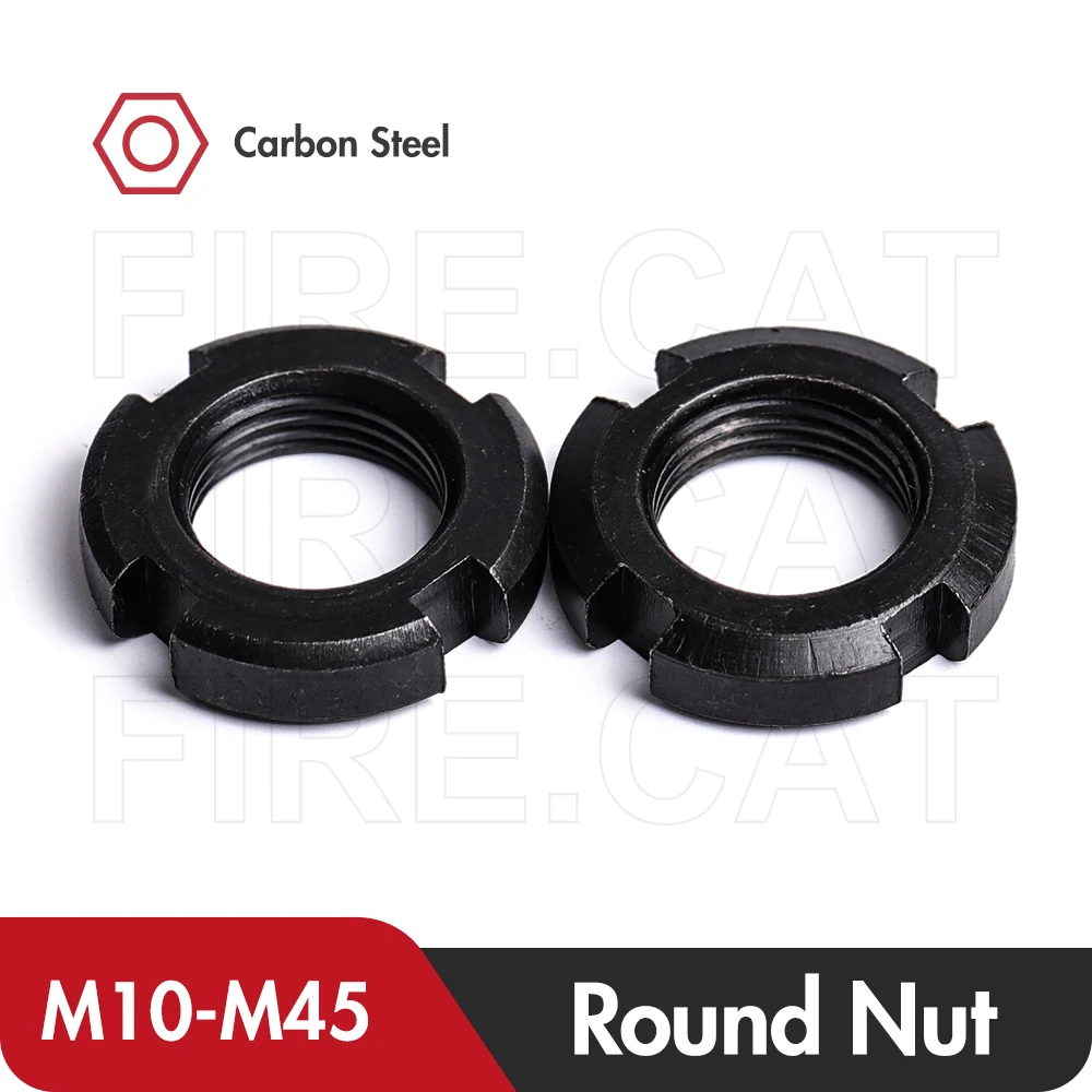 Slot-Slotted-Black-Carbon-Steel-Round-Nuts-from-M10-to-M45-High-Quality ...