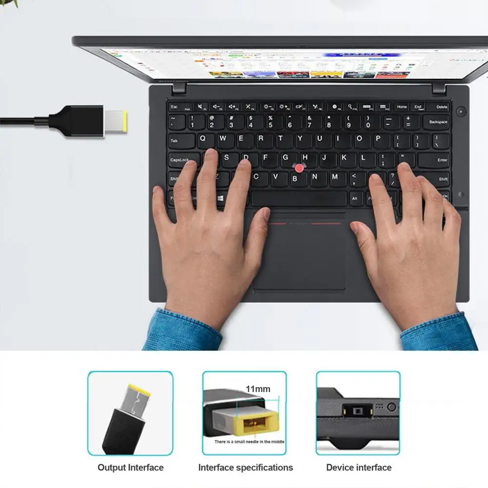 La couleur noire Câble à bout carré fin USB 100W USB-C vers USB type-c ...