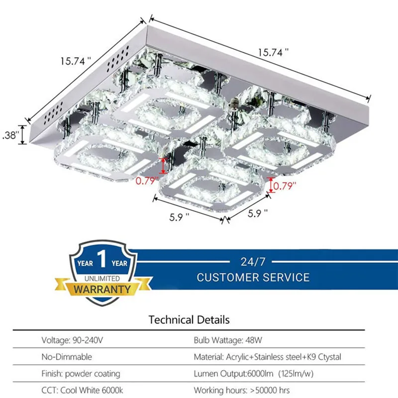 Modern-Crystal-Ceiling-Light-Not-Dimmable-Flush-Mount-Chandeliers-K9-Crystal-8K-Stainless-Steel ...