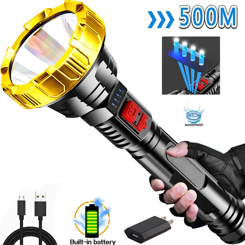 Bright Led Flashlight Tactical Flashlight Long Range Torch Waterproof ...
