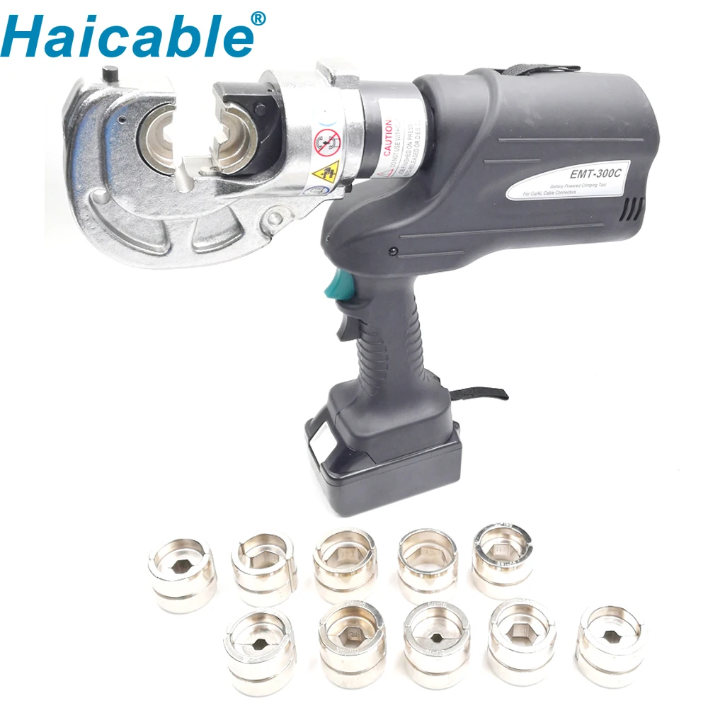 EMT 300C 무선 터미널 크림퍼, 배터리 구동 압착 공구 Capacity16 300mm2, 다이 11 세트, 16 300 ...