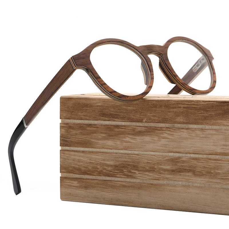 Wood Round Prescription Frames Zebra Wooden Glasses Handmade Sunglasses ...