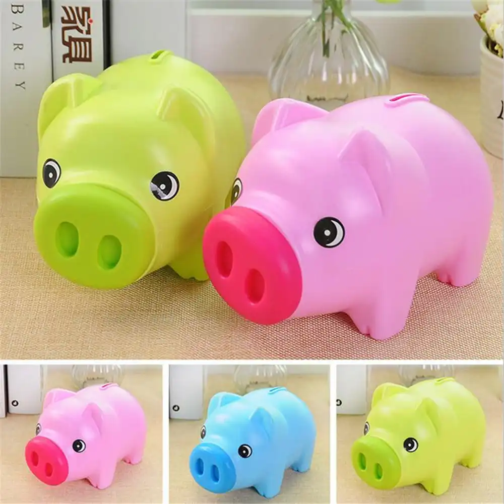 Cute Pig Cartoon Piggy Coin Box Moneybox Plastic Piggy Bank Money ...