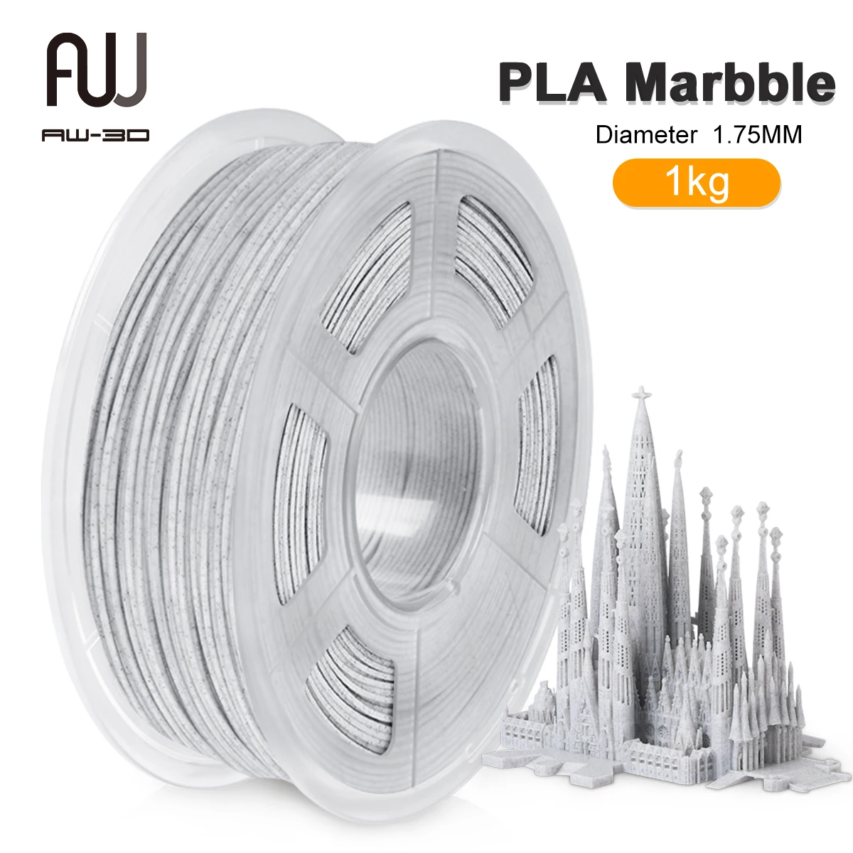 AW PLA Marble Filament 1.75mm 1kg PLA 3d Filament Marble Effect ...