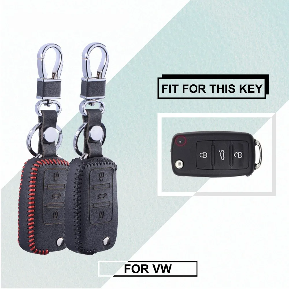 Genuine Leather Key Cover For Volkswagen Vw Golf Jetta Mk6 Tiguan Bora ...
