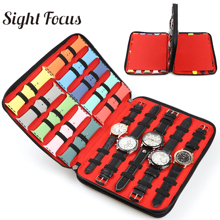 40 Slot Felt Watch Organizer Box Watch Storage Case Pouch Double Layer ...